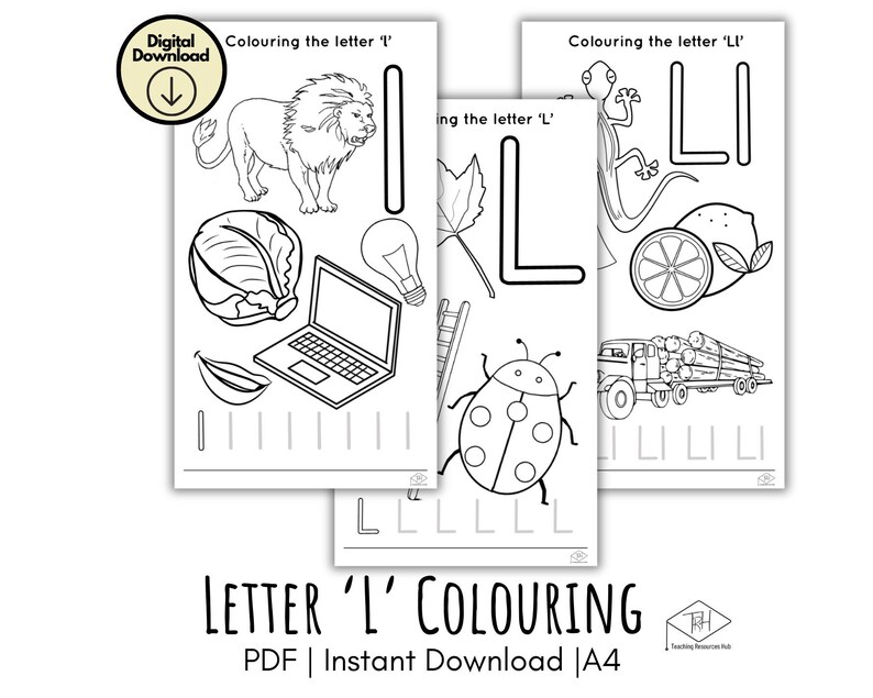 Phonics Alphabet Letter L Colouring Printable Coloring Pages - Etsy