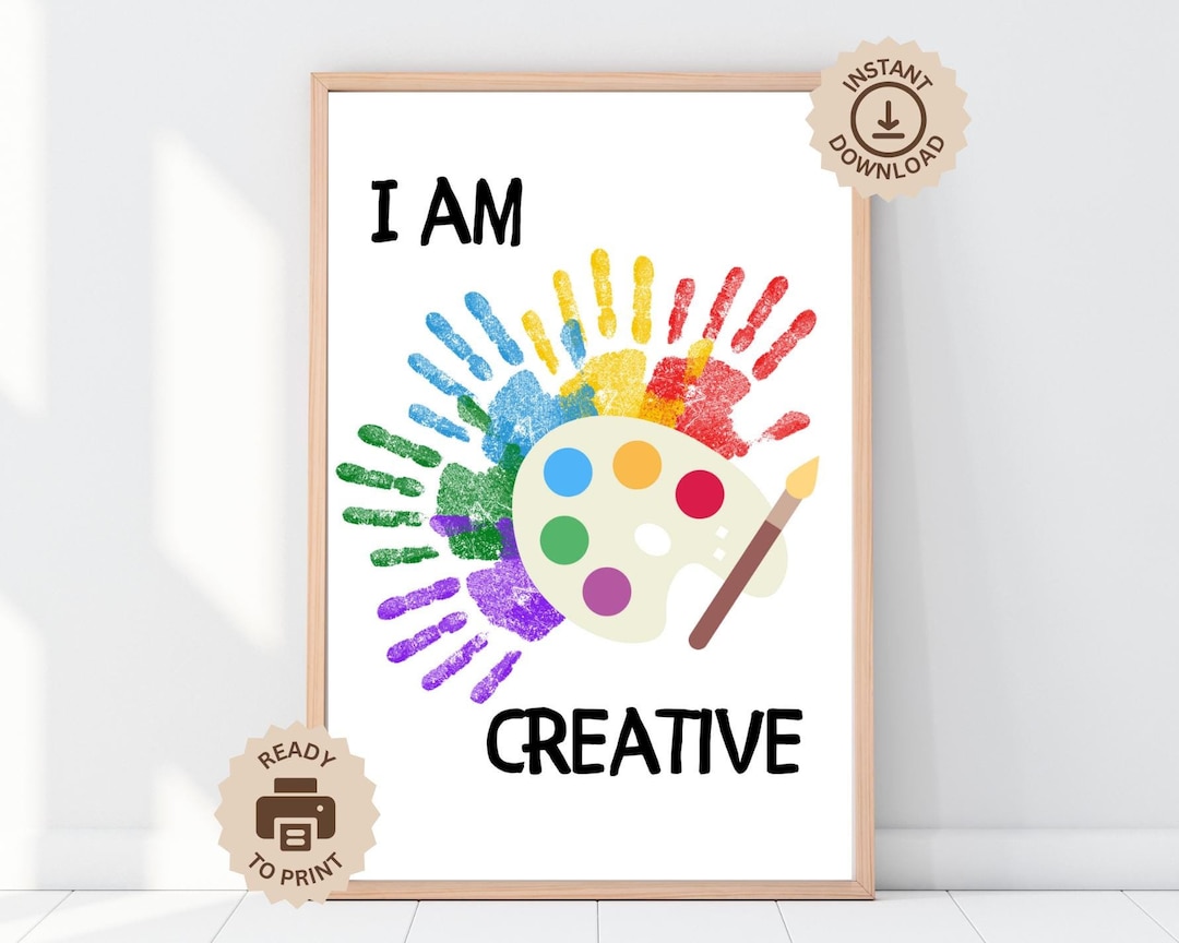 I Am Creative Affirmation Poster, Motivational Inspirational Wall Art ...