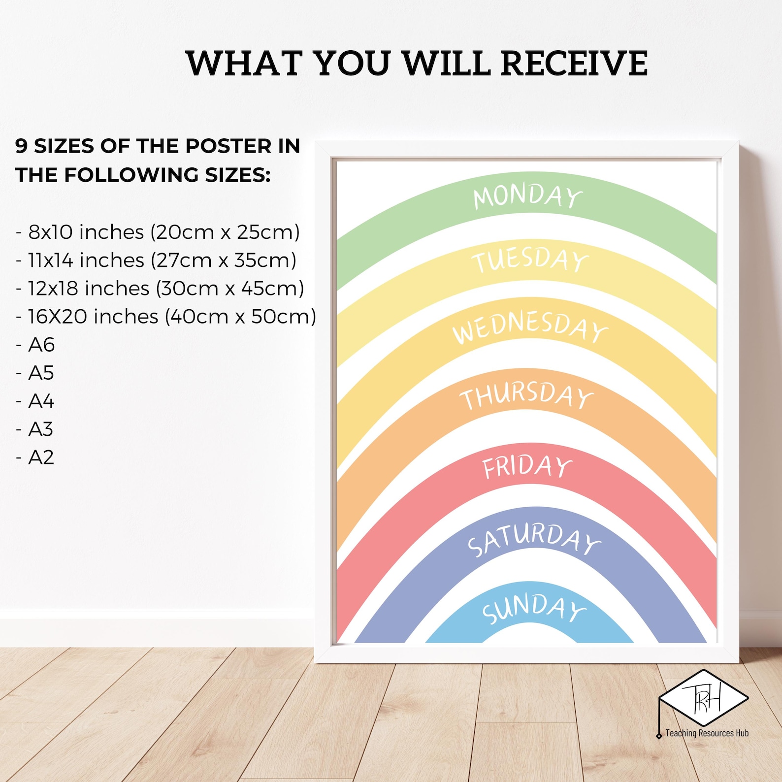 Days of the Week Poster, Printable Educational Playroom Posters ...