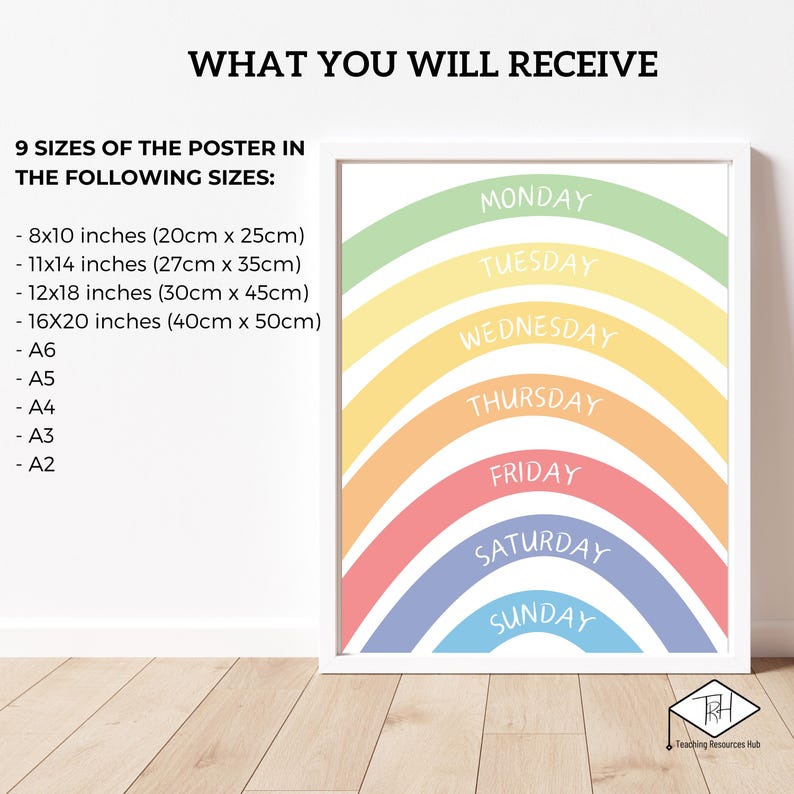 Days of the Week Poster, Printable Educational Playroom Posters ...