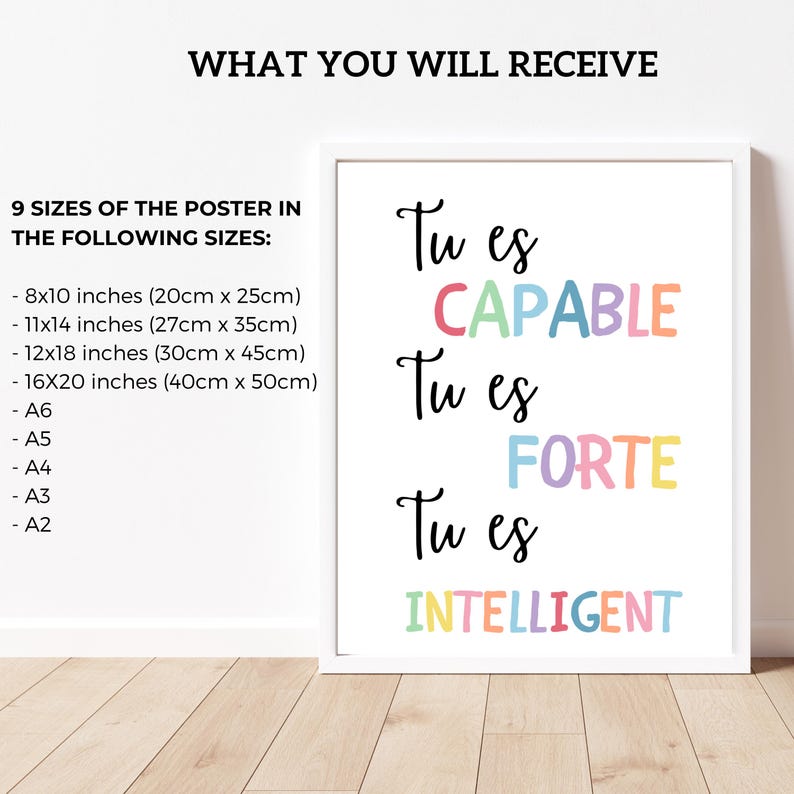 Positive Affirmations French Classroom Poster, Growth Mindset, Therapy ...