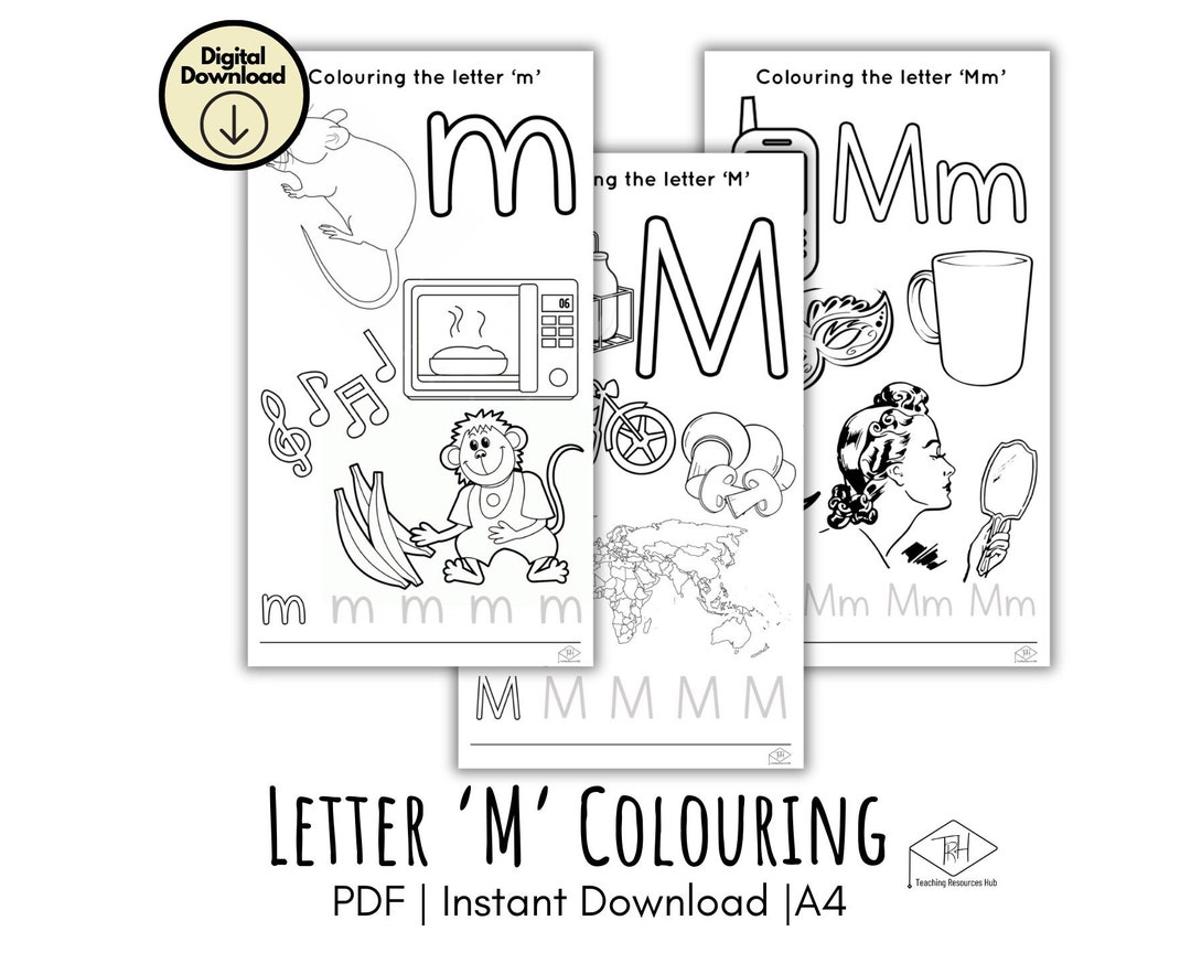 Phonics Alphabet Letter M Colouring Printable Coloring Pages - Etsy