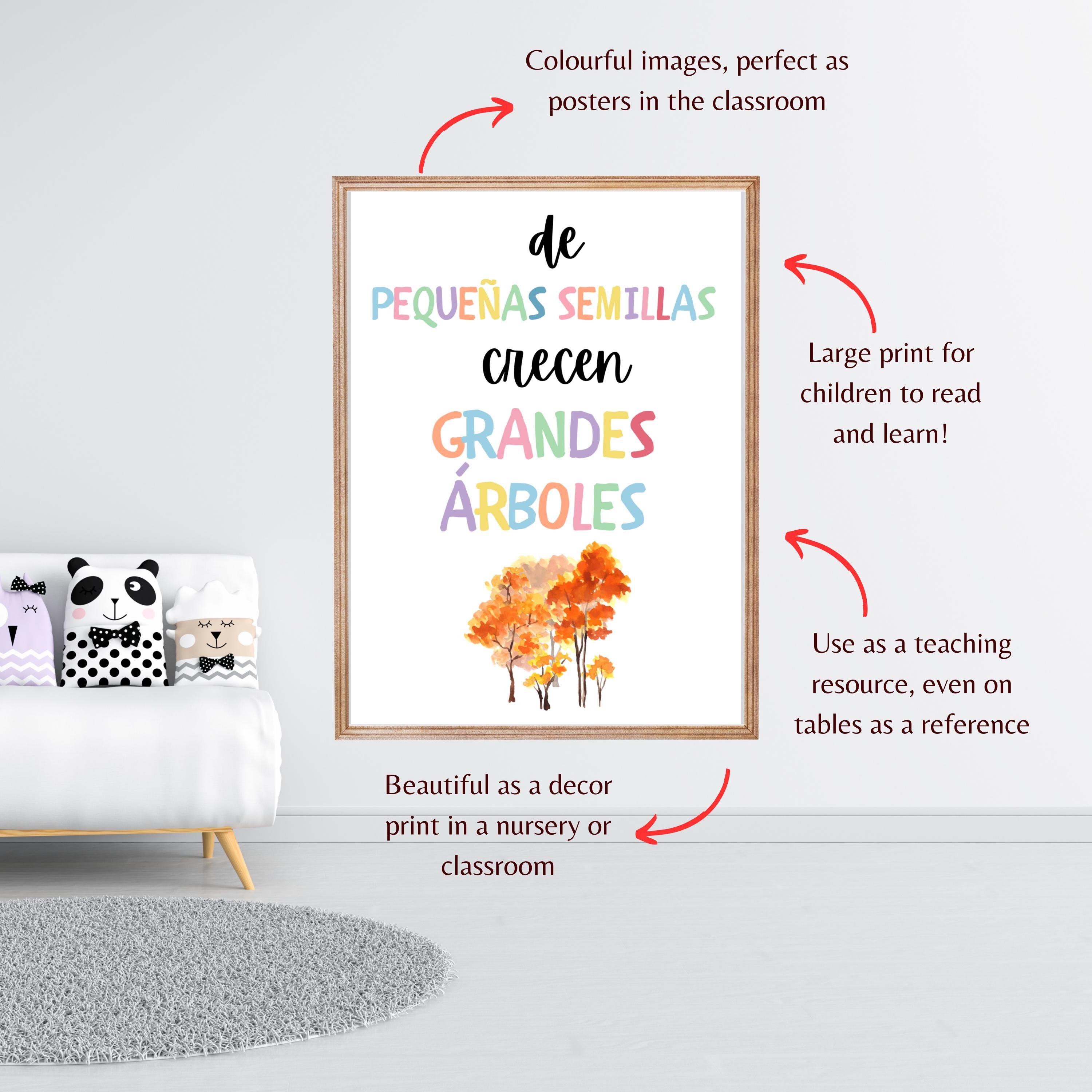 Spanish Tiny Seeds Grow Mighty Trees Autumn Poster, Growth Mindset ...