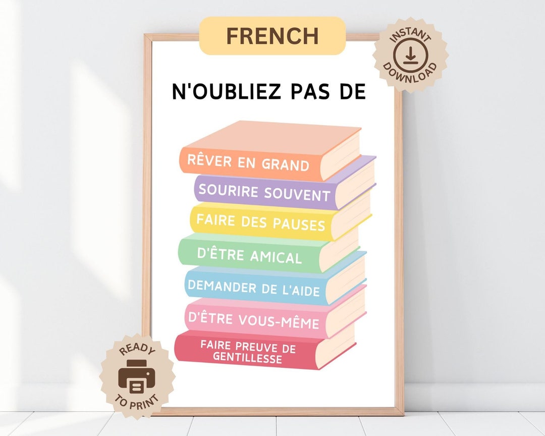 Remember to French Poster, Printable Educational Playroom Posters, Boho ...