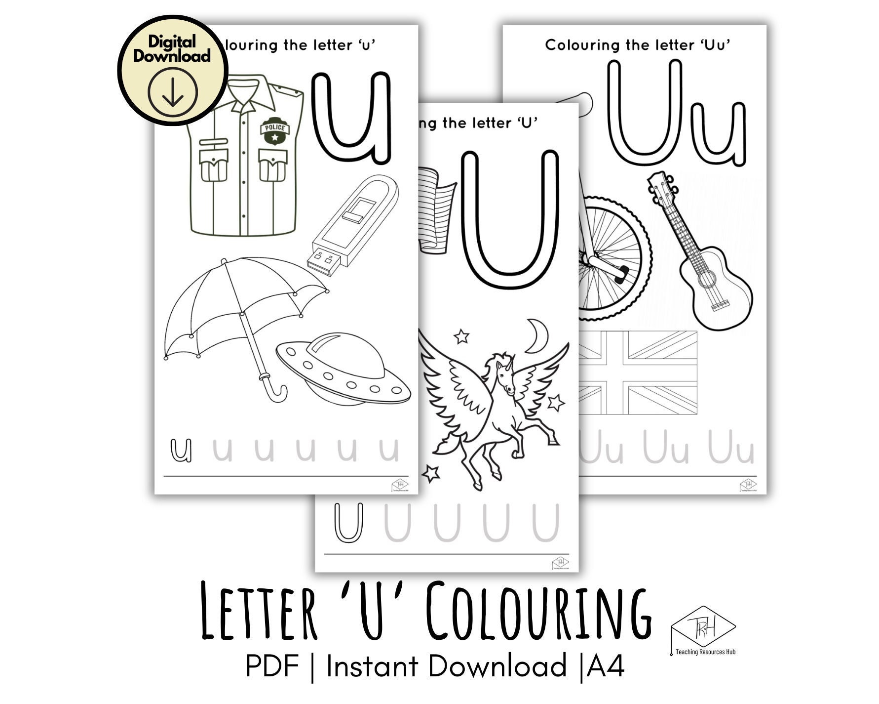 Phonics Alphabet Letter U Colouring Printable Coloring Pages - Etsy
