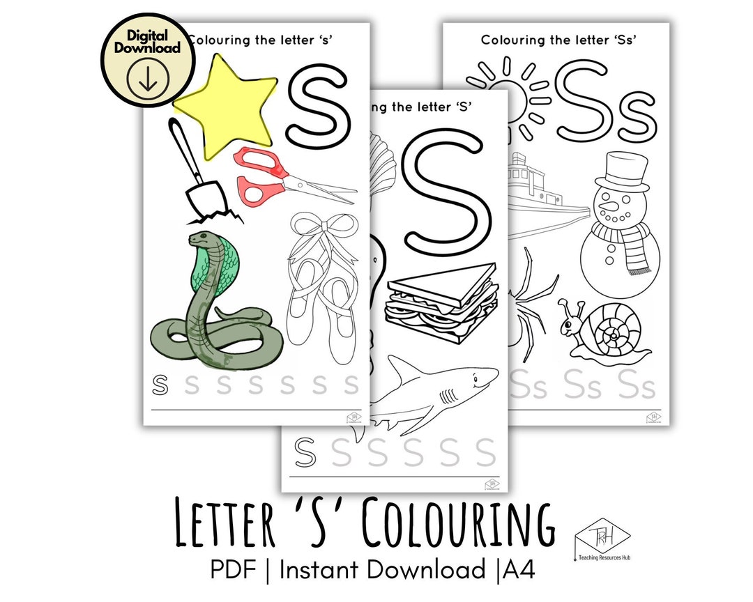 Phonics Alphabet Letter S Colouring Printable Coloring Pages A4 Toddler ...
