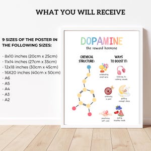 Dopamine Poster, Happy Chemicals Poster, Counselor Office Decor, Mental ...