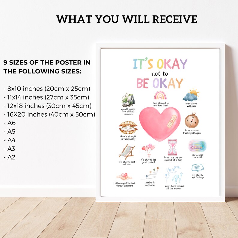 It's Okay Not to Be Okay Poster, Therapy Office Counselor Decor, Growth ...