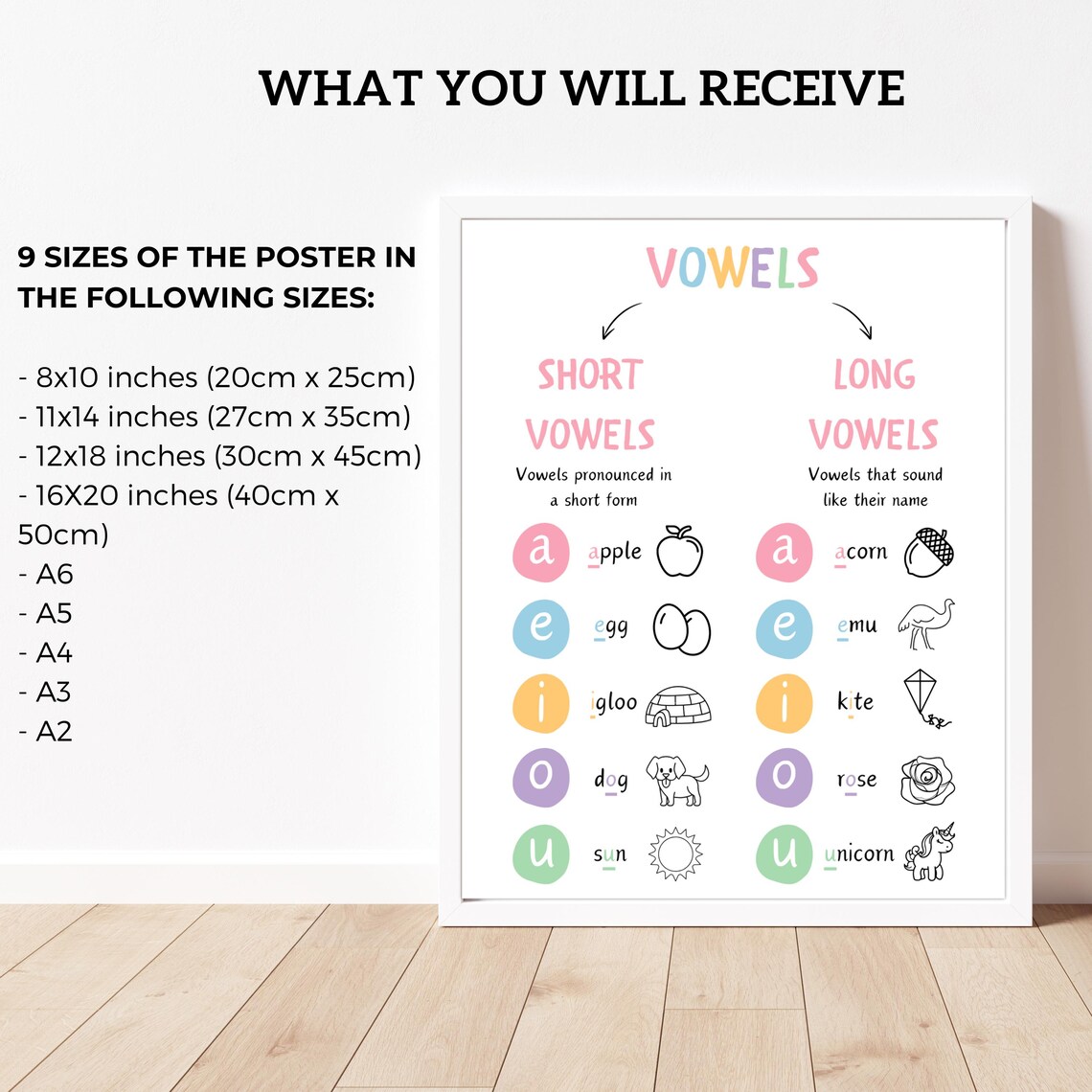 Short and Long Vowels Phonics Poster, Printable Classroom Poster ...