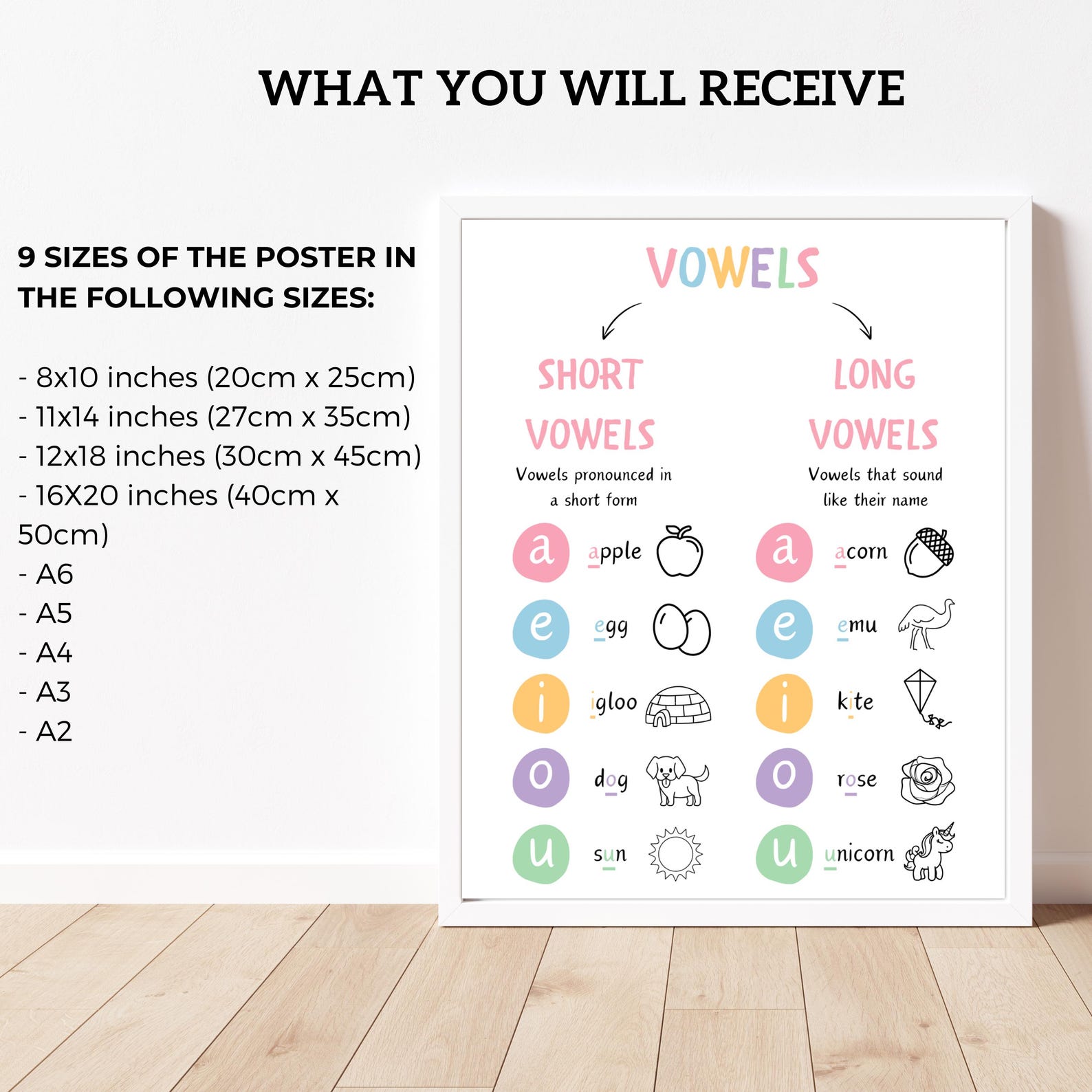 Short and Long Vowels Phonics Poster, Printable Classroom Poster ...