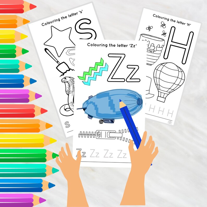 Phonics Alphabet Letter Z Colouring Printable Coloring Pages A4 Toddler ...