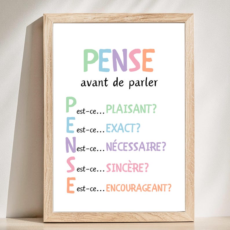 Think Before You Speak French Poster, Growth Mindset, Therapy Office ...