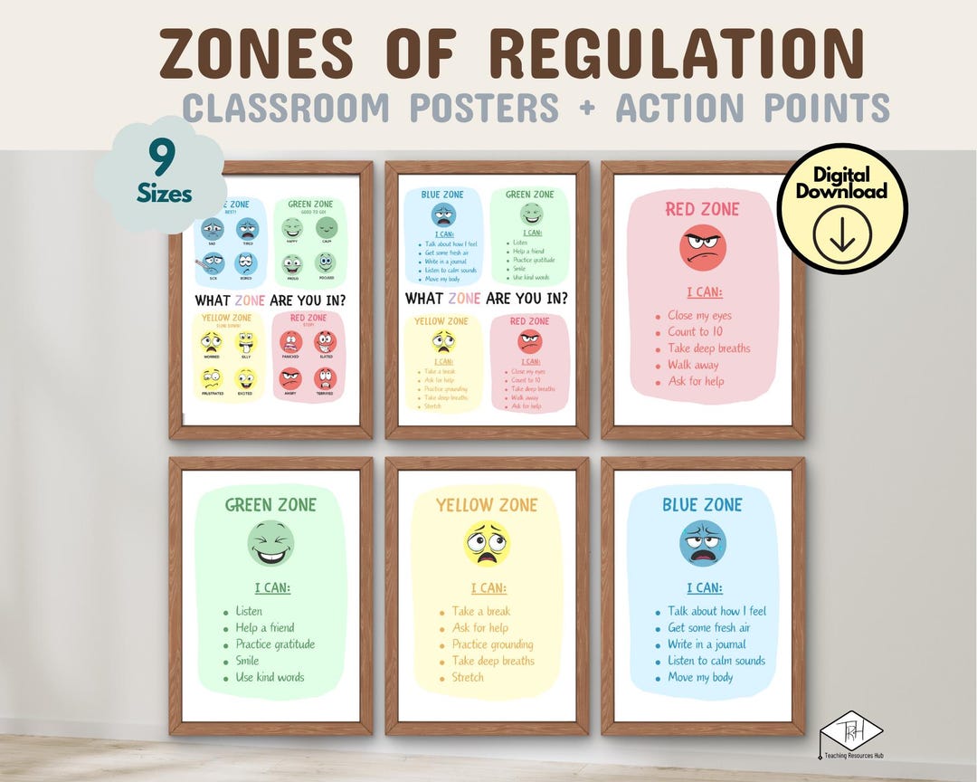 Zones of Regulation Posters, Classroom Decor, Feelings Chart Classroom ...