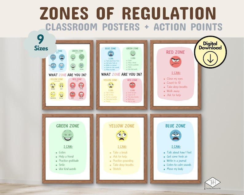 Zones of Regulation Posters, Classroom Decor, Feelings Chart Classroom ...