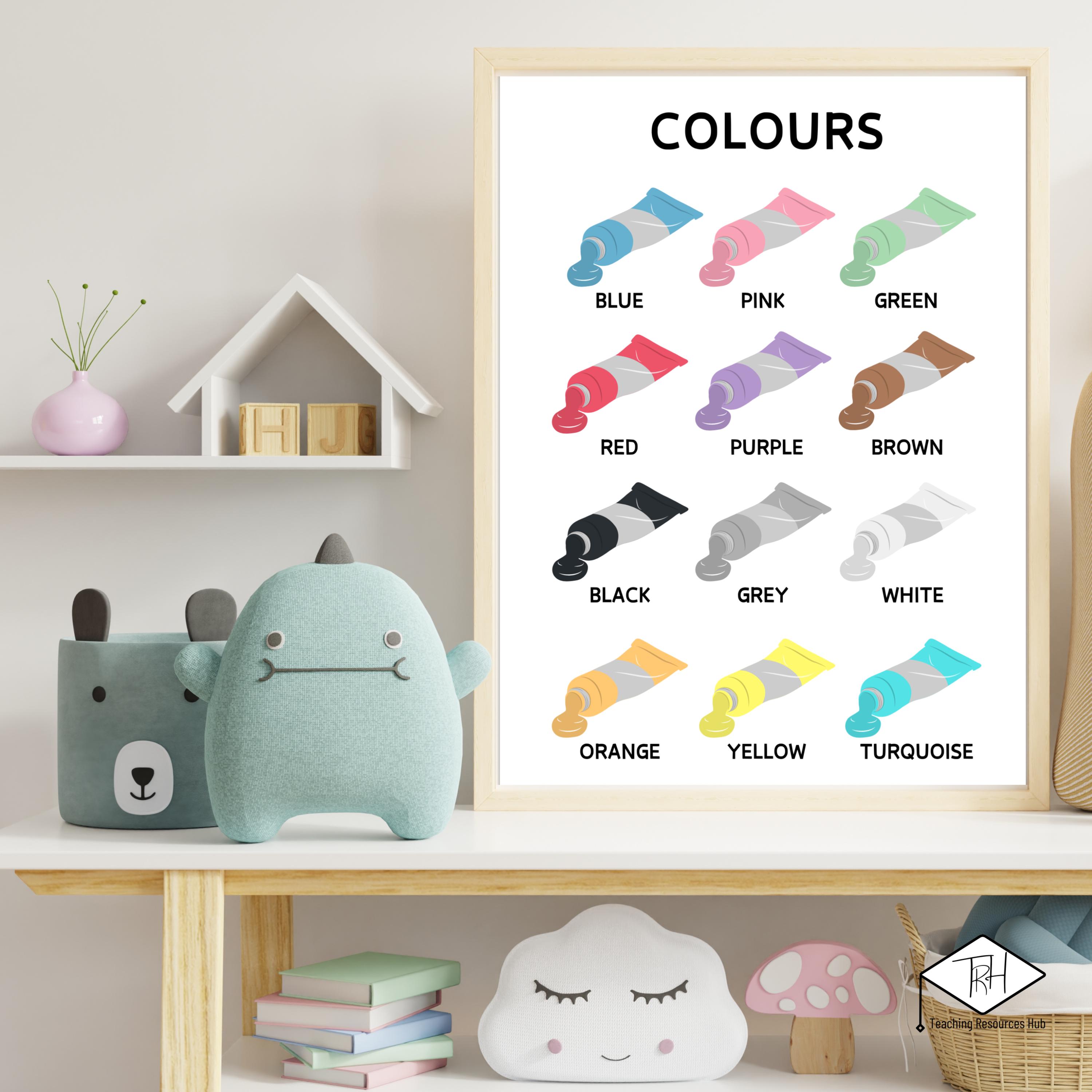 Colours Poster Rainbow, Printable Educational Playroom Posters, Boho ...