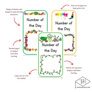 Number of the Day Posters/classroom Display 20 THEMES: Maths Fun ...