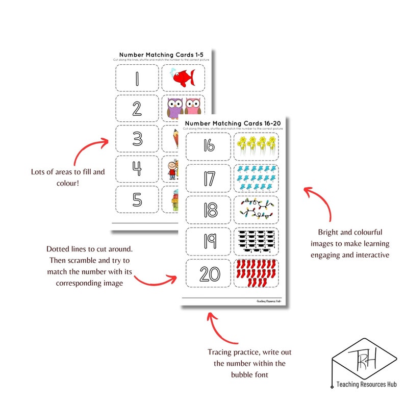 Interactive Number Matching Activity 1-20: Numbers and Images Fun ...