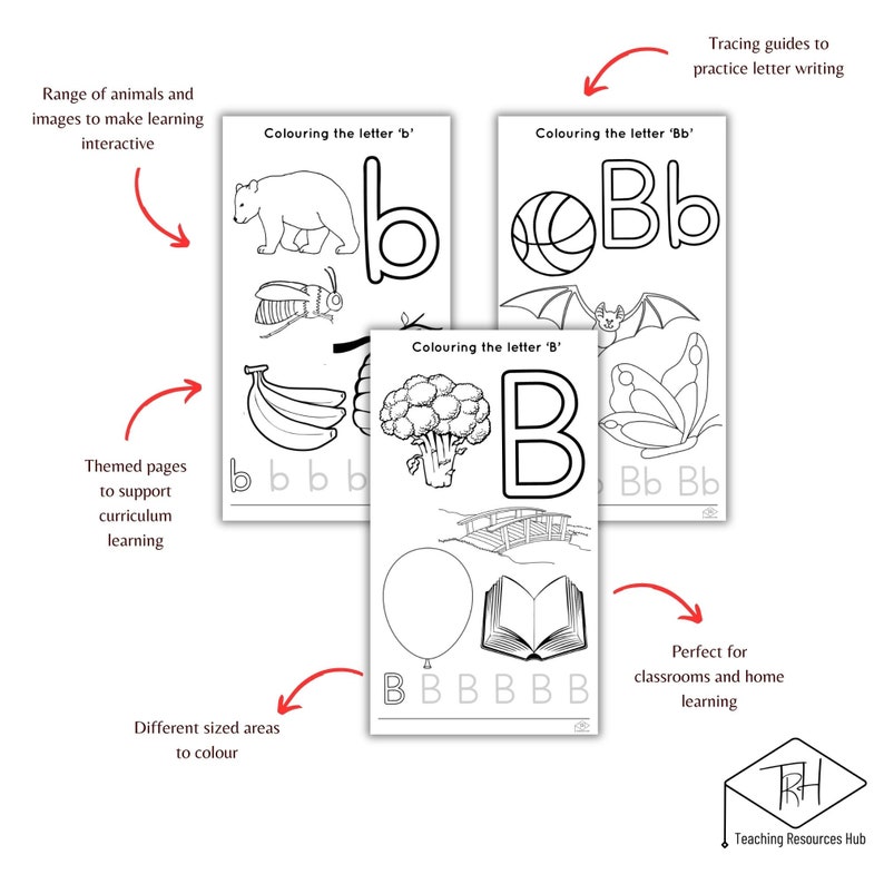 Phonics Alphabet Letter B Colouring Printable Coloring Pages A4 Toddler ...