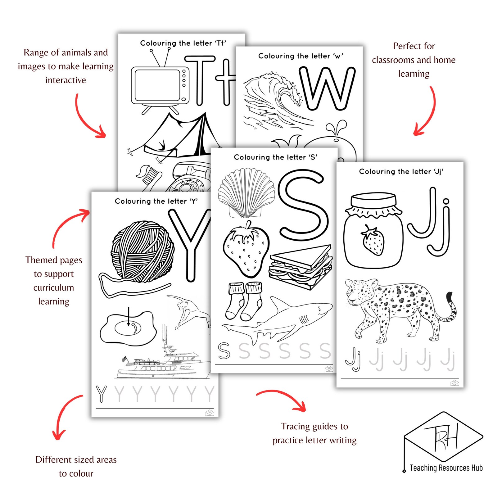 Phonics Consonant Letters Colouring Printable Coloring Pages, A4 ...