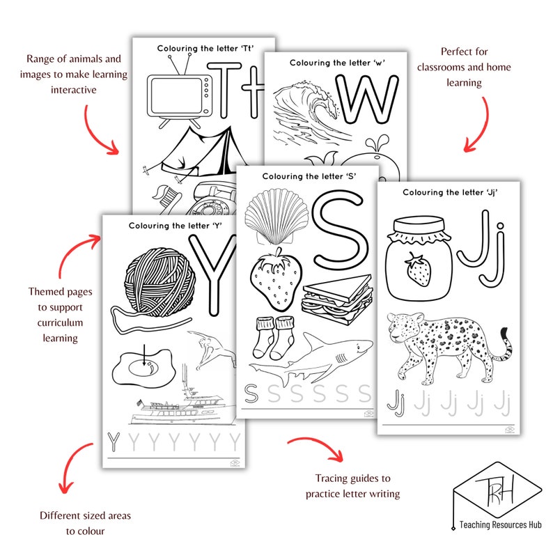 Phonics Consonant Letters Colouring Printable Coloring Pages, A4 ...