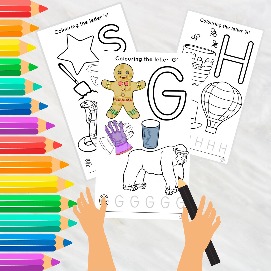 Phonics Alphabet Letter G Colouring Printable Coloring Pages A4 Toddler ...