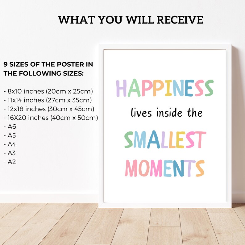 Happiness in Small Moments, Mental Health Poster, Daily Affirmation ...