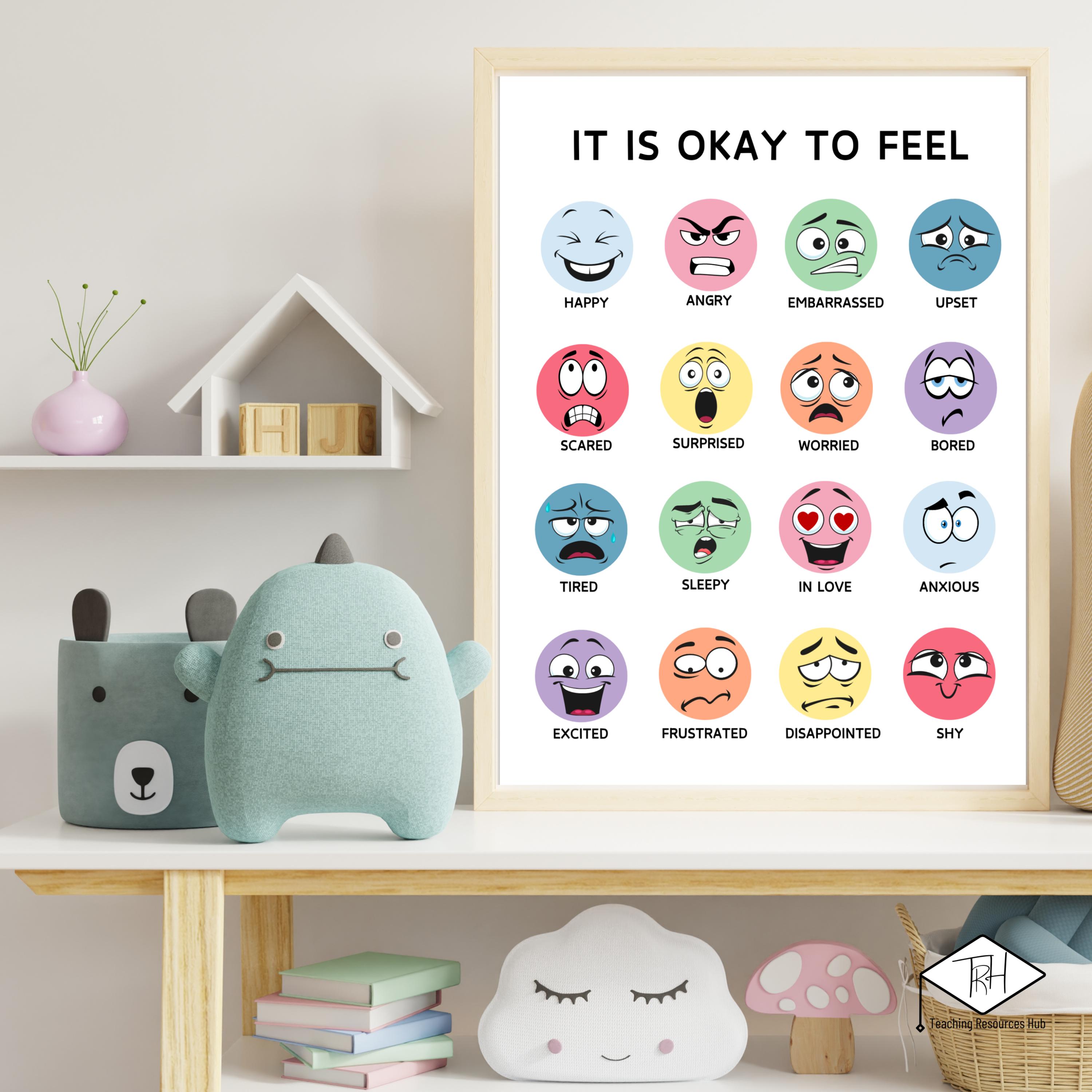 It's Okay to Feel, Boho Montessori Classroom Poster, Feelings Chart, My ...