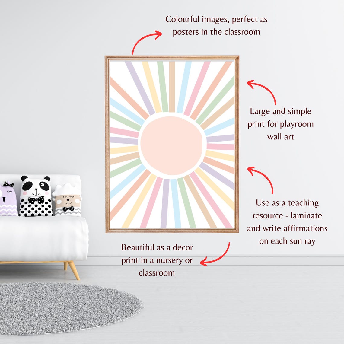 Sun Poster, Printable Playroom Posters, Boho Montessori Classroom Decor ...