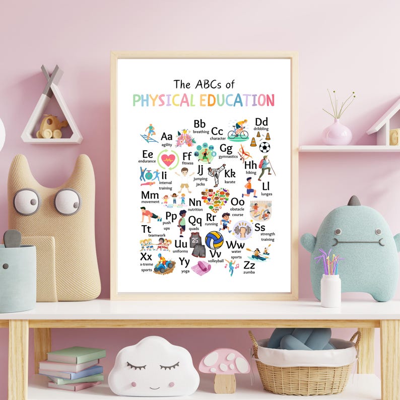 The Abcs of PE Poster, Physical Education Teacher Wall Art Print ...