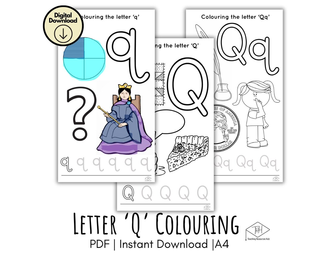 Fonética Alfabeto Letra Q Para colorear Imprimible Páginas - Etsy España