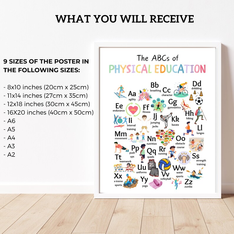 The Abcs of PE Poster, Physical Education Teacher Wall Art Print ...
