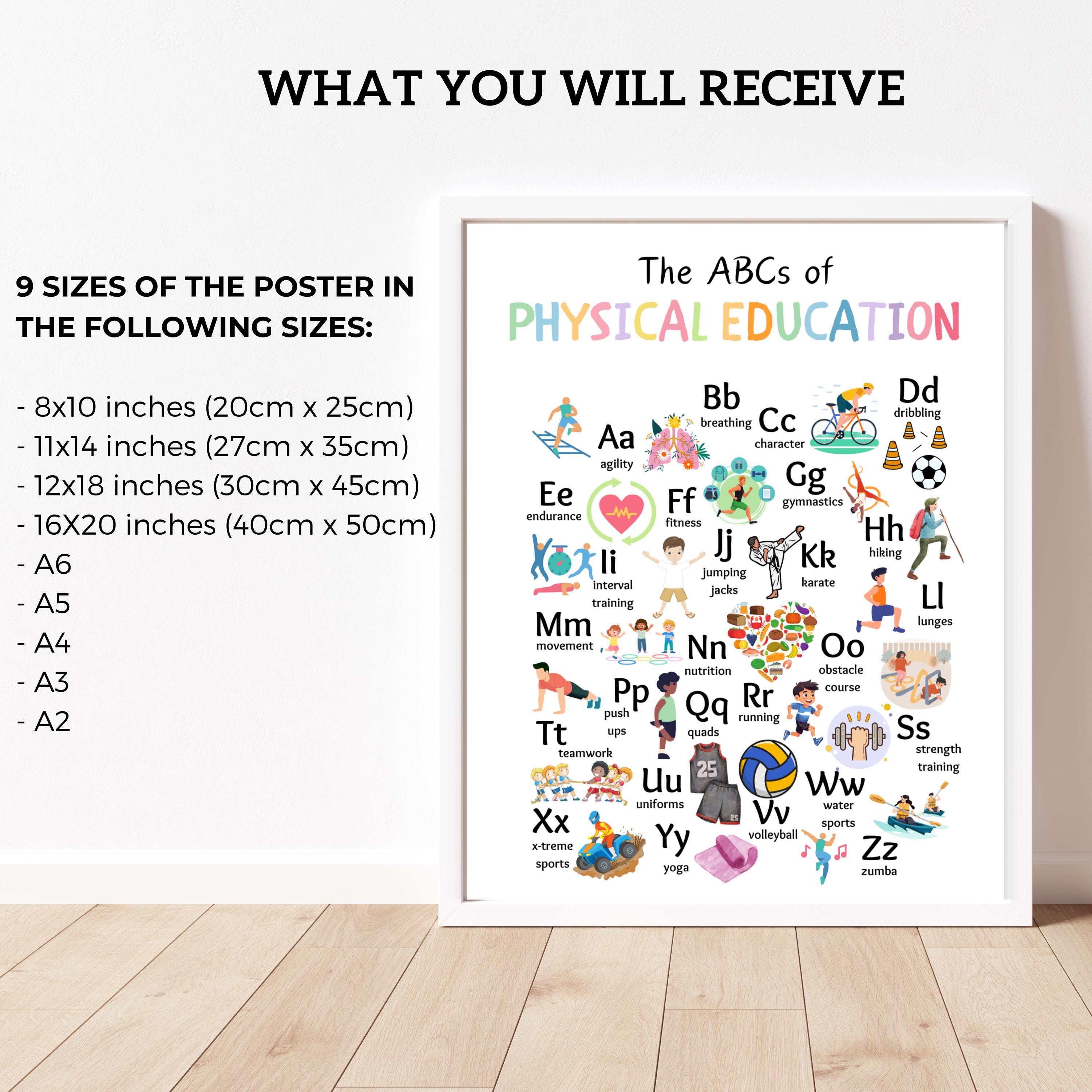 The Abcs of PE Poster, Physical Education Teacher Wall Art Print ...