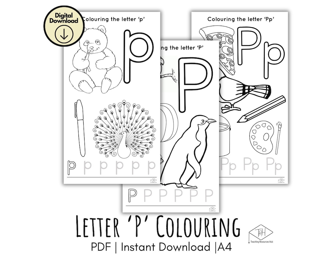 Phonics Alphabet Letter P Colouring Printable Coloring Pages - Etsy