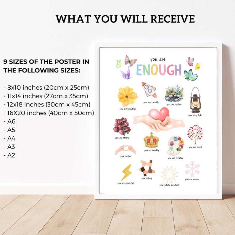 You Are Enough Poster, Therapy Office Counselor Decor, Growth Mindset ...