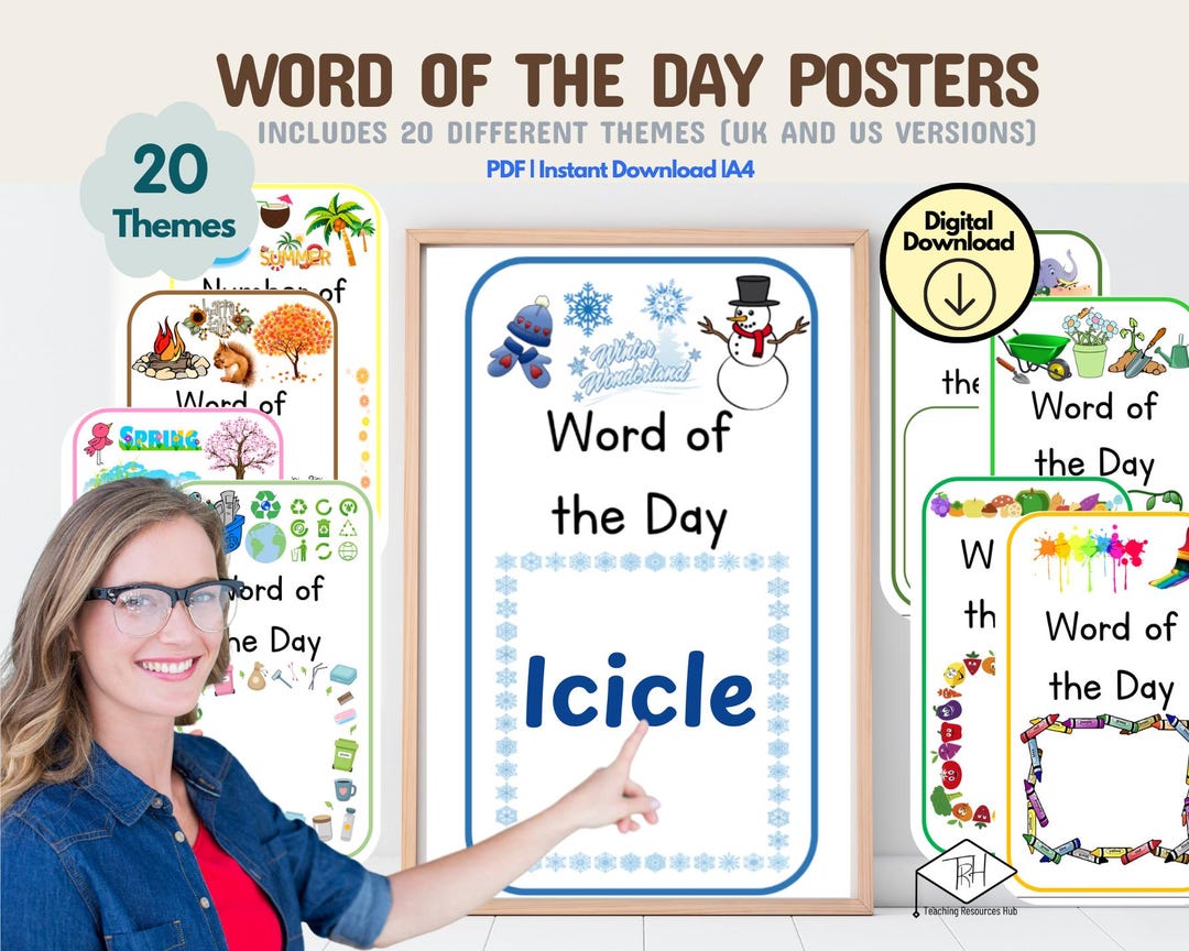 Word of the Day Posters/classroom Display 20 THEMES: Maths Fun ...