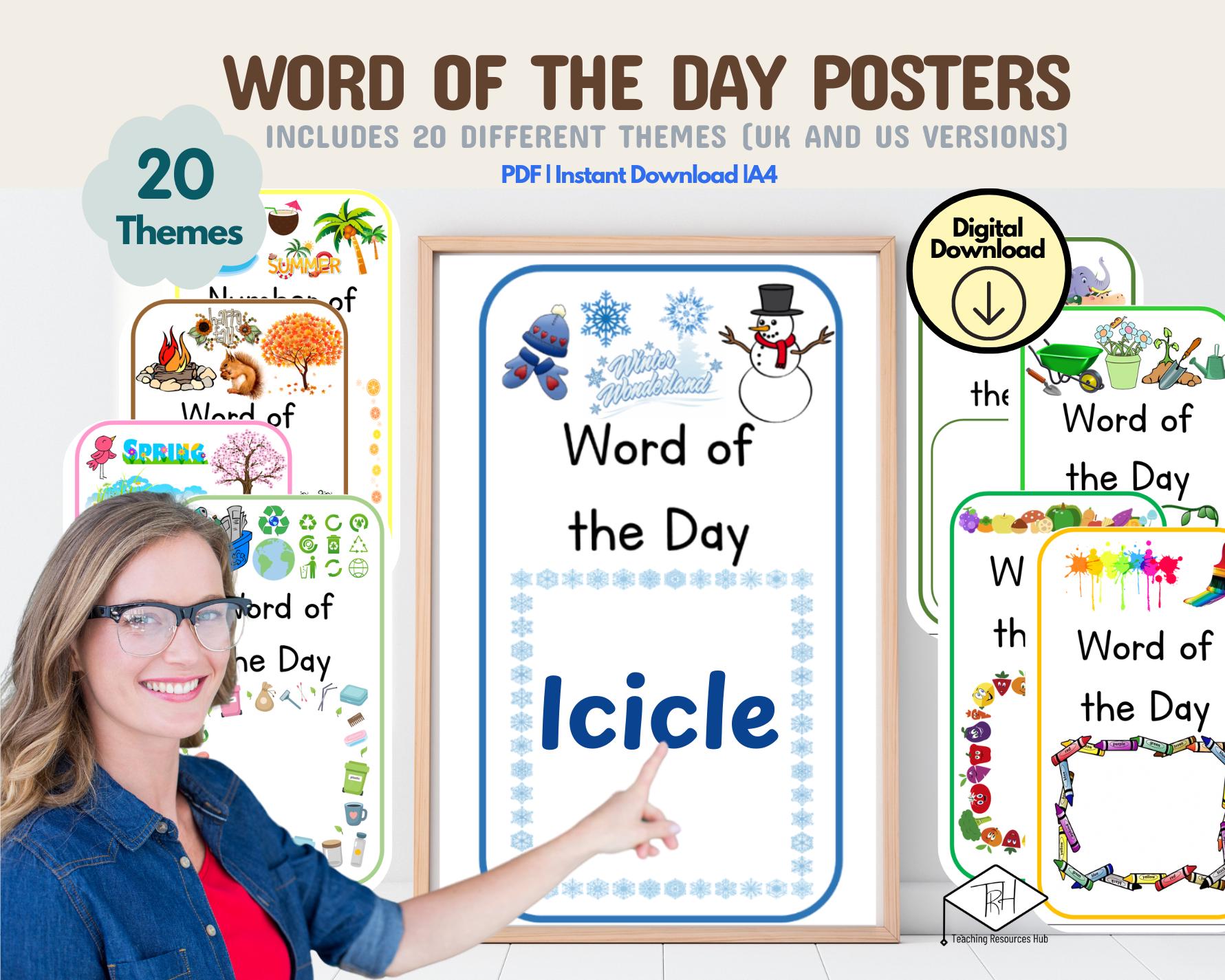Word of the Day Posters/classroom Display 20 THEMES: Maths Fun ...