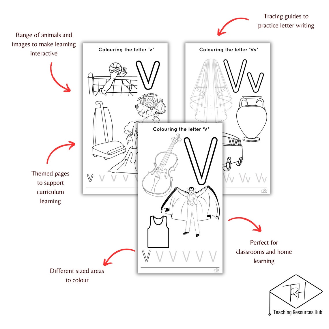 Phonics Alphabet Letter V Colouring Printable Coloring Pages A4 Toddler ...