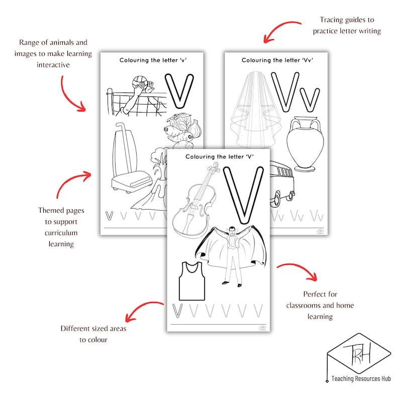 Phonics Alphabet Letter V Colouring Printable Coloring Pages A4 Toddler ...