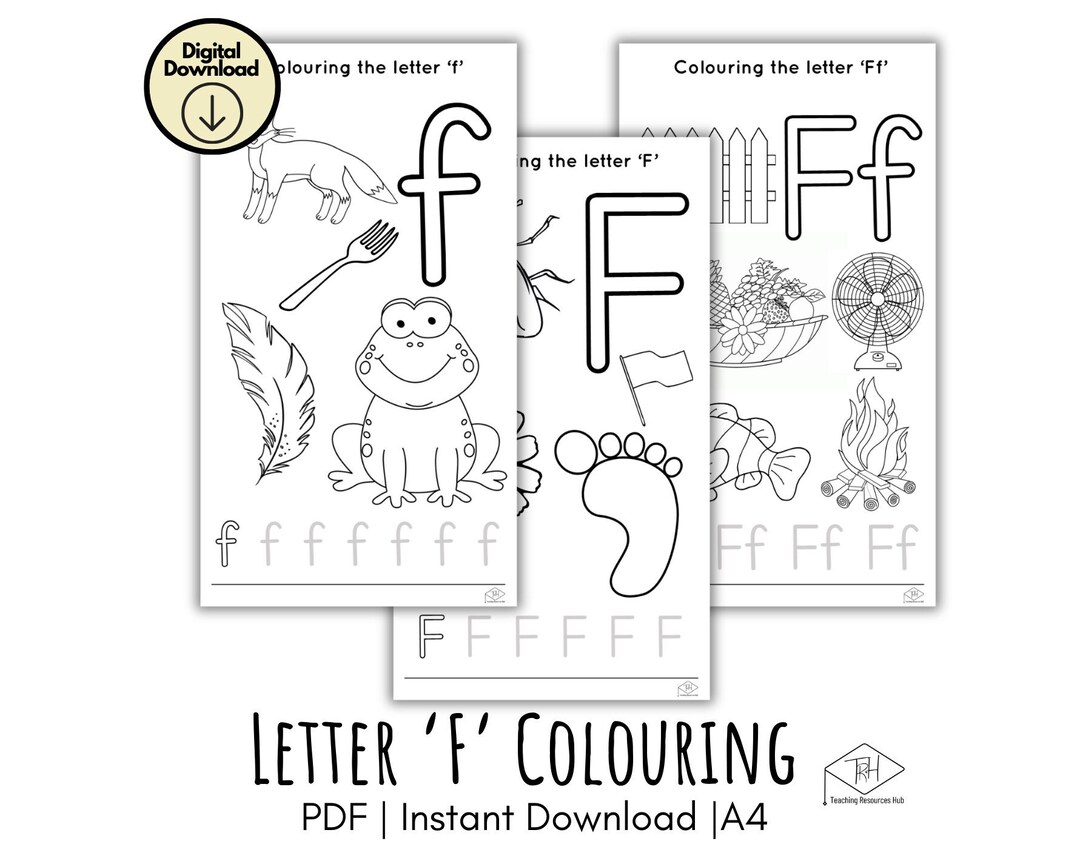 Phonics Alphabet Letter F Colouring Printable Coloring Pages - Etsy