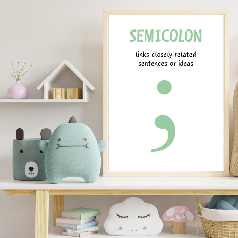 Semi Colon Punctuation Poster, English Classroom Decor, Educational ...