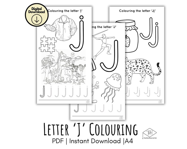 Phonics Alphabet Letter J Colouring Printable Coloring Pages - Etsy