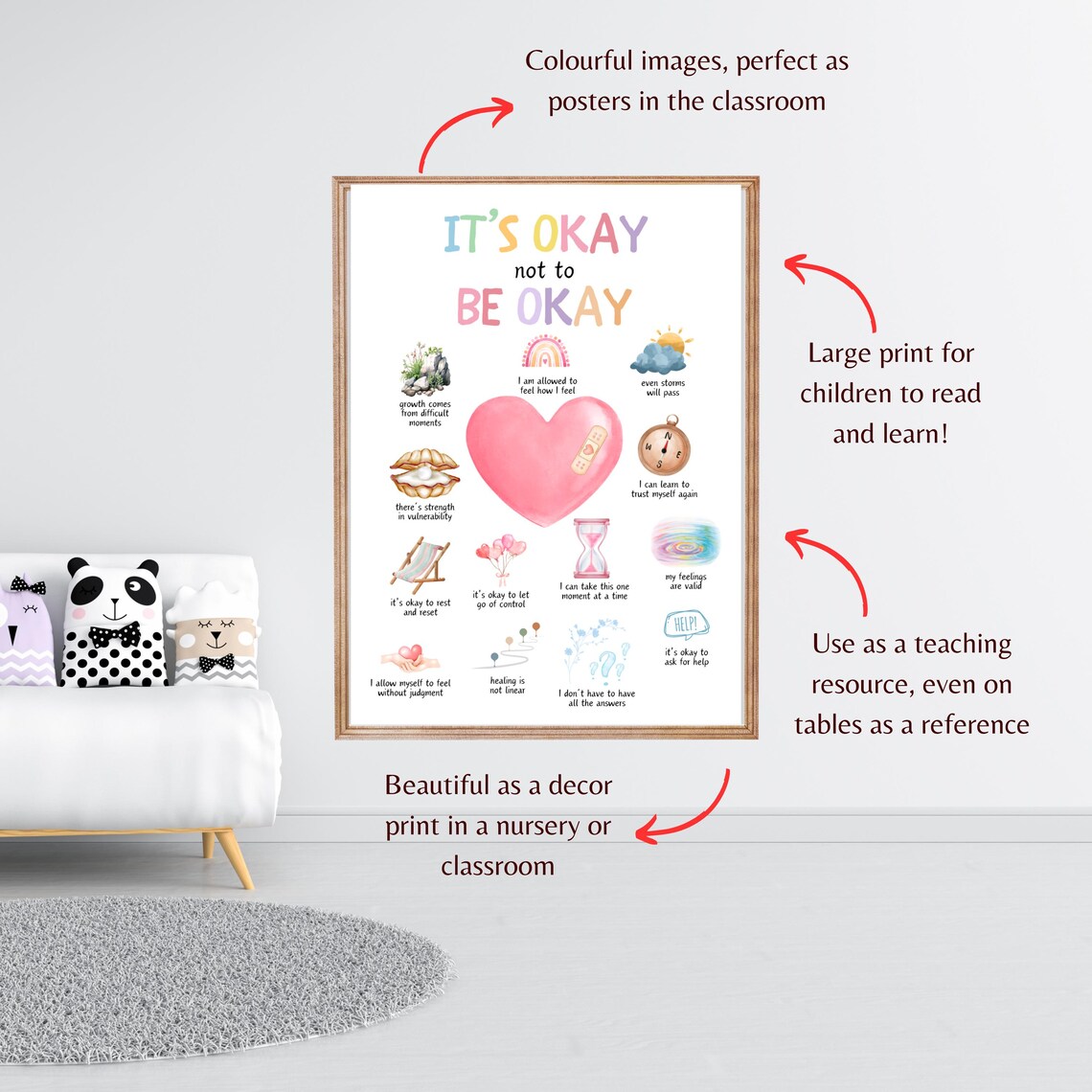 It's Okay Not to Be Okay Poster, Therapy Office Counselor Decor, Growth ...