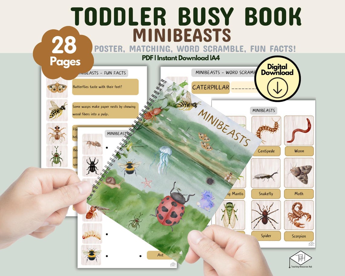 Minibeasts Learning Pack - Montessori Busy Book, Educational Prints ...
