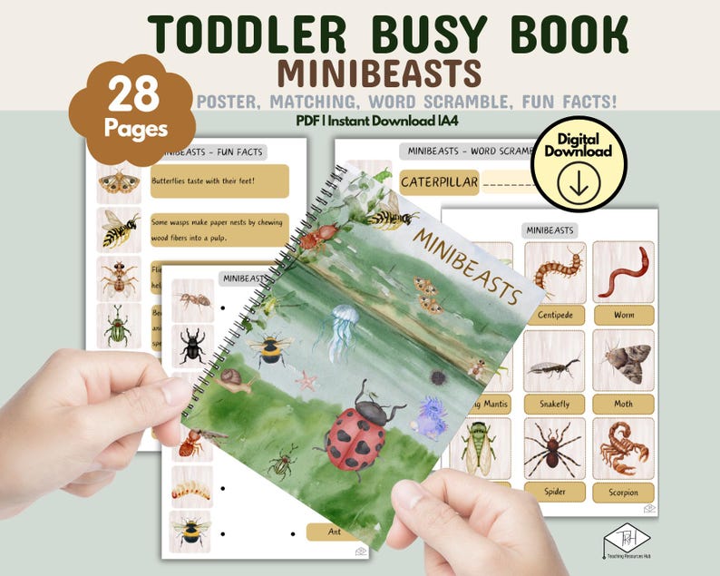 Minibeasts Learning Pack - Montessori Busy Book, Educational Prints ...