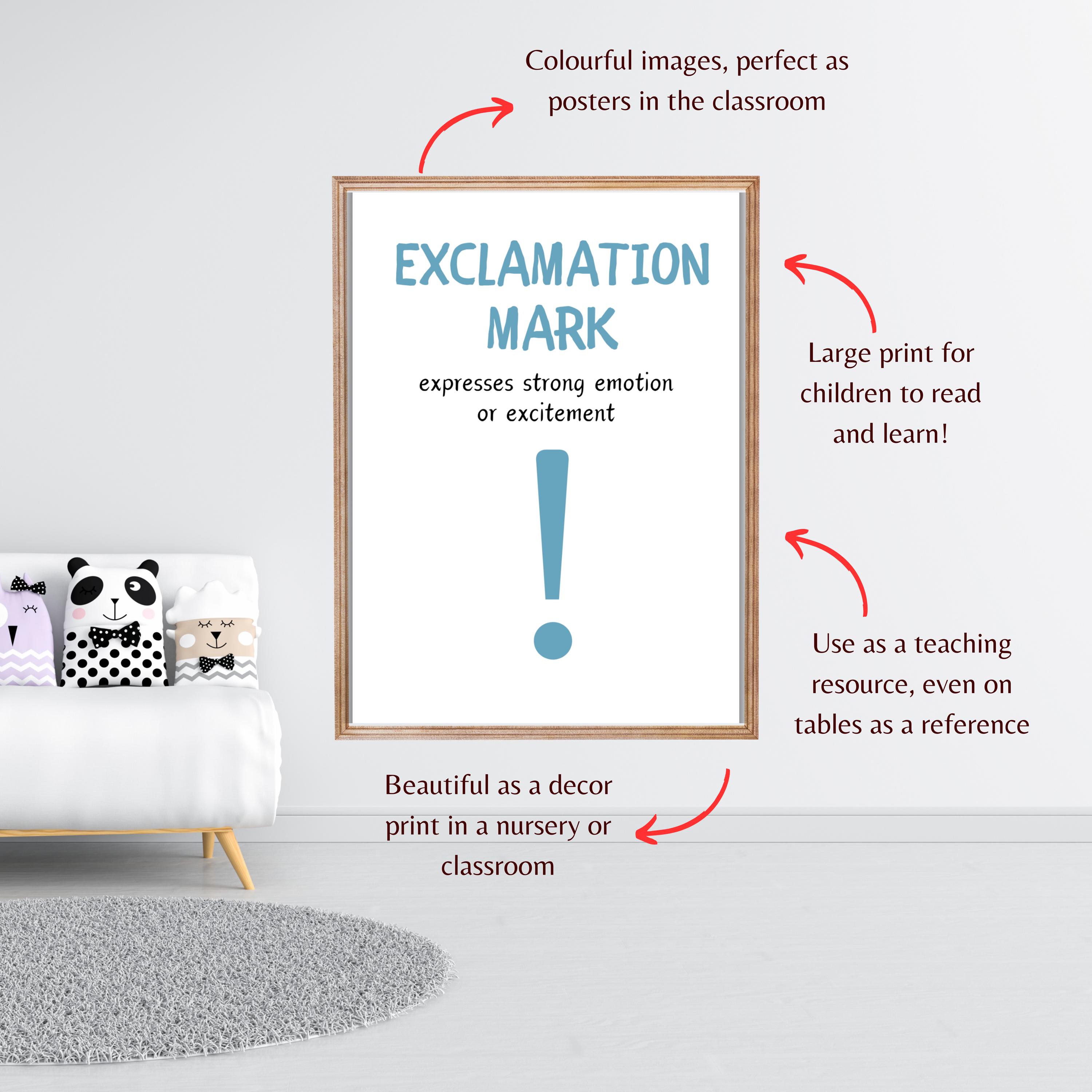 Exclamation Mark Punctuation Poster, English Classroom Decor ...