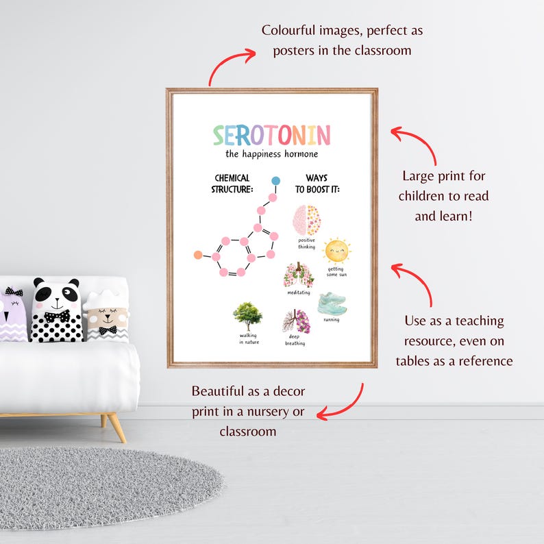 Serotonin Poster, Happy Chemicals Poster, Counselor Office Decor ...