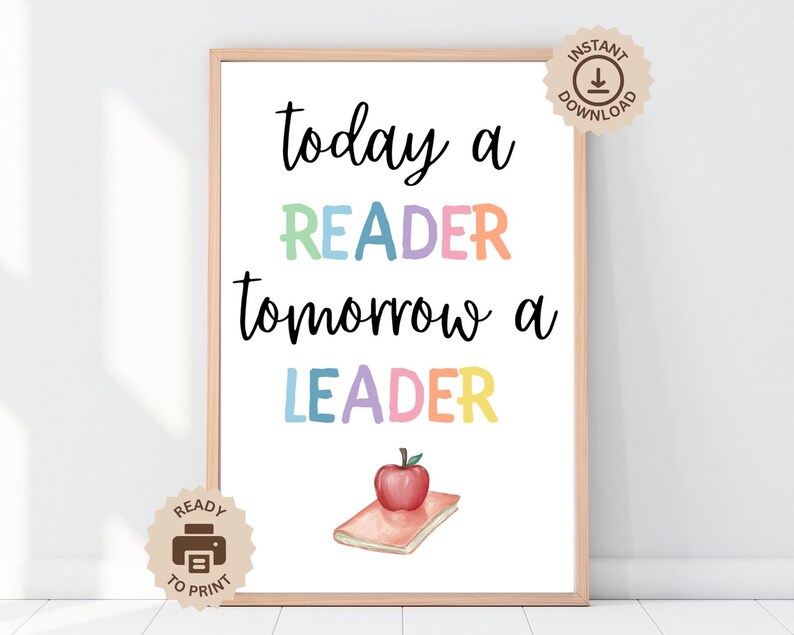 Today a Reader Tomorrow a Leader Poster, Growth Mindset, Therapy Office ...