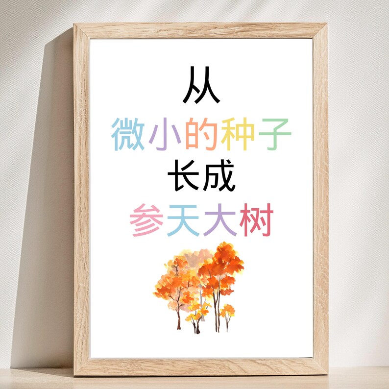 Chinese Tiny Seeds Grow Mighty Trees Autumn Poster, Growth Mindset ...
