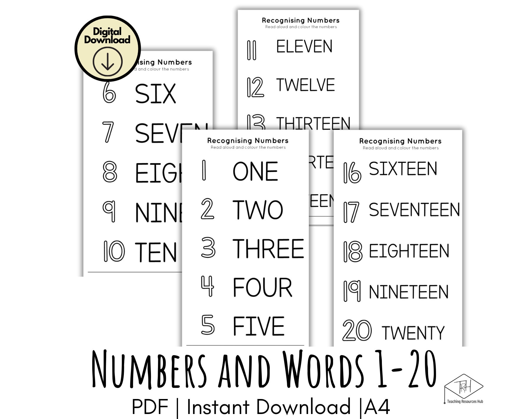 Numbers and Words Worksheets 26 PAGES: Literacy and Numeracy Fun ...