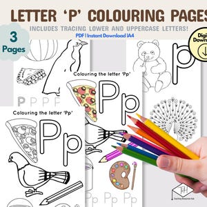 Phonics Alphabet Letter P Colouring Printable Coloring Pages A4 Toddler ...
